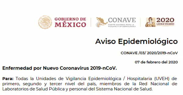 Aviso Epidemiológico CONAVE – CVOED – Centro virtual de operaciones en ...