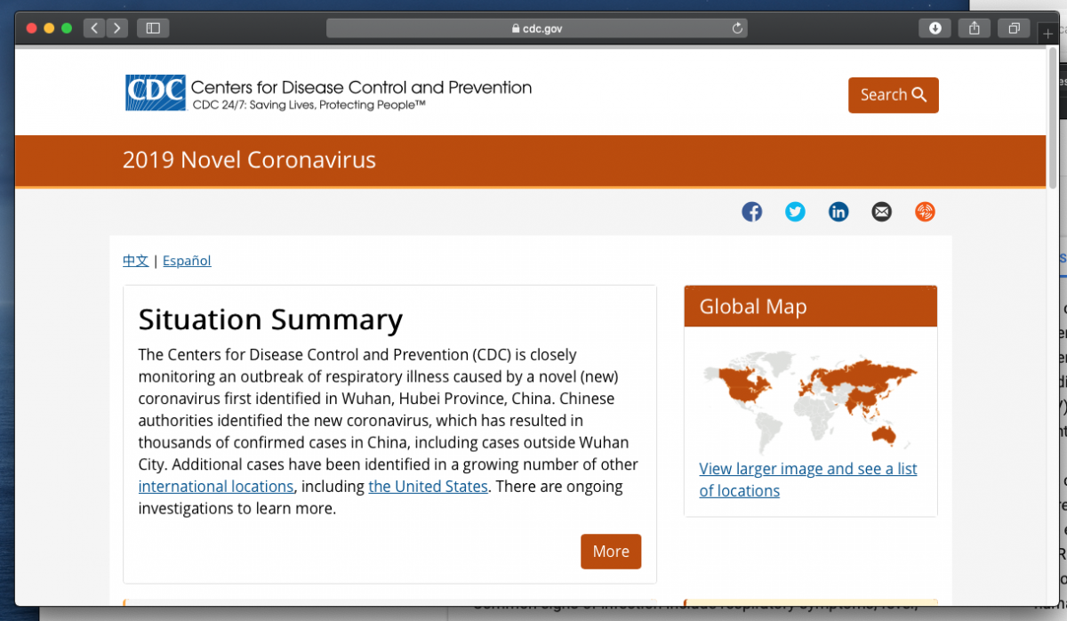CDC USA – Sitio Coronavirus – CVOED – Centro virtual de operaciones en ...